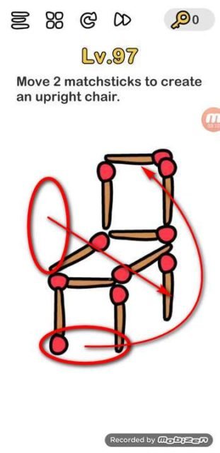 Brain Out Level 30 Solution (move to matchsticks to create an upright ...