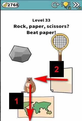 Brain Puzzle IQ Challenge Level 33 (Rock, paper, scissors? Beat paper ...